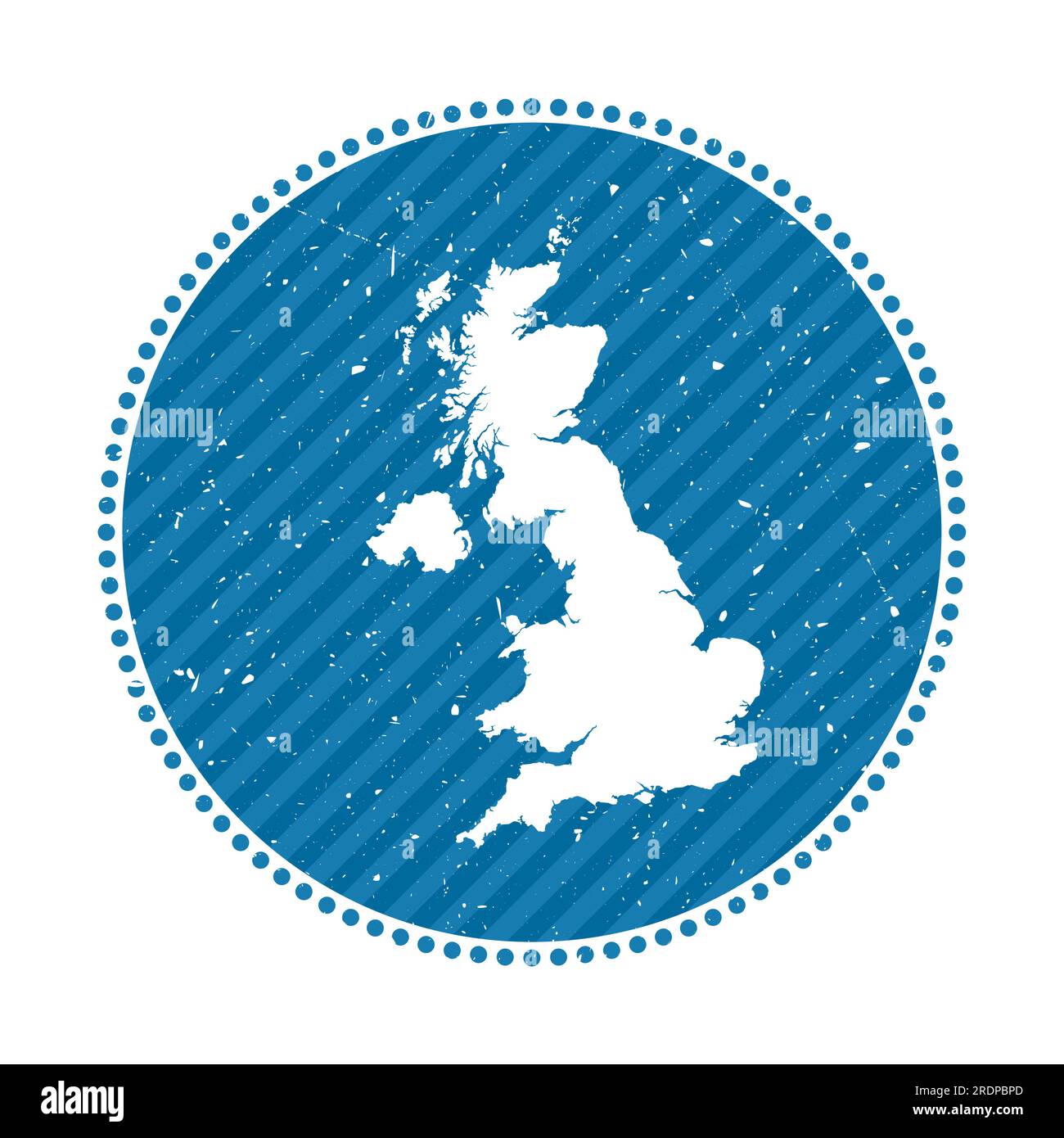 United Kingdom striped retro travel sticker. Badge with map of country ...