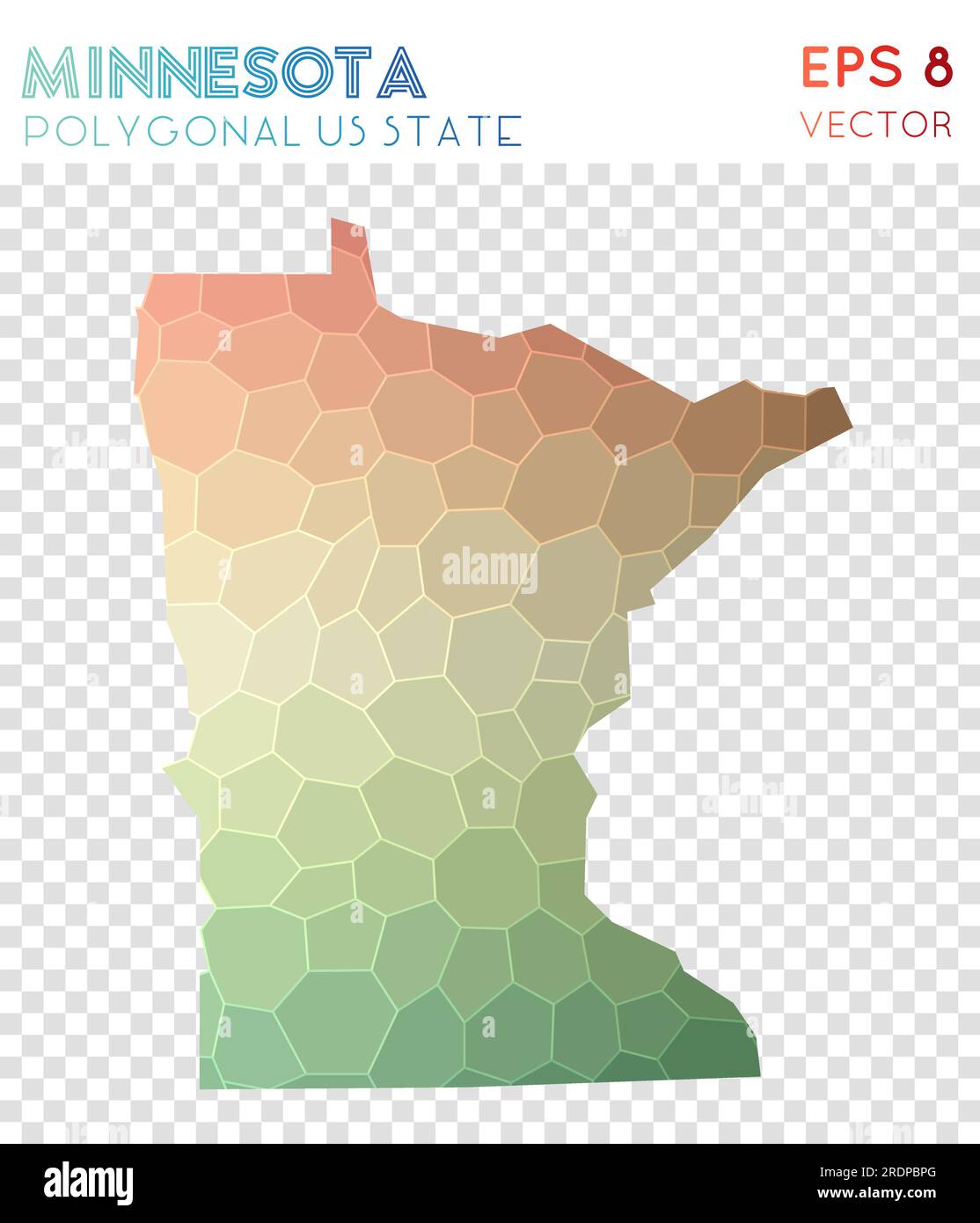Minnesota polygonal map, mosaic style us state. Actual low poly style ...