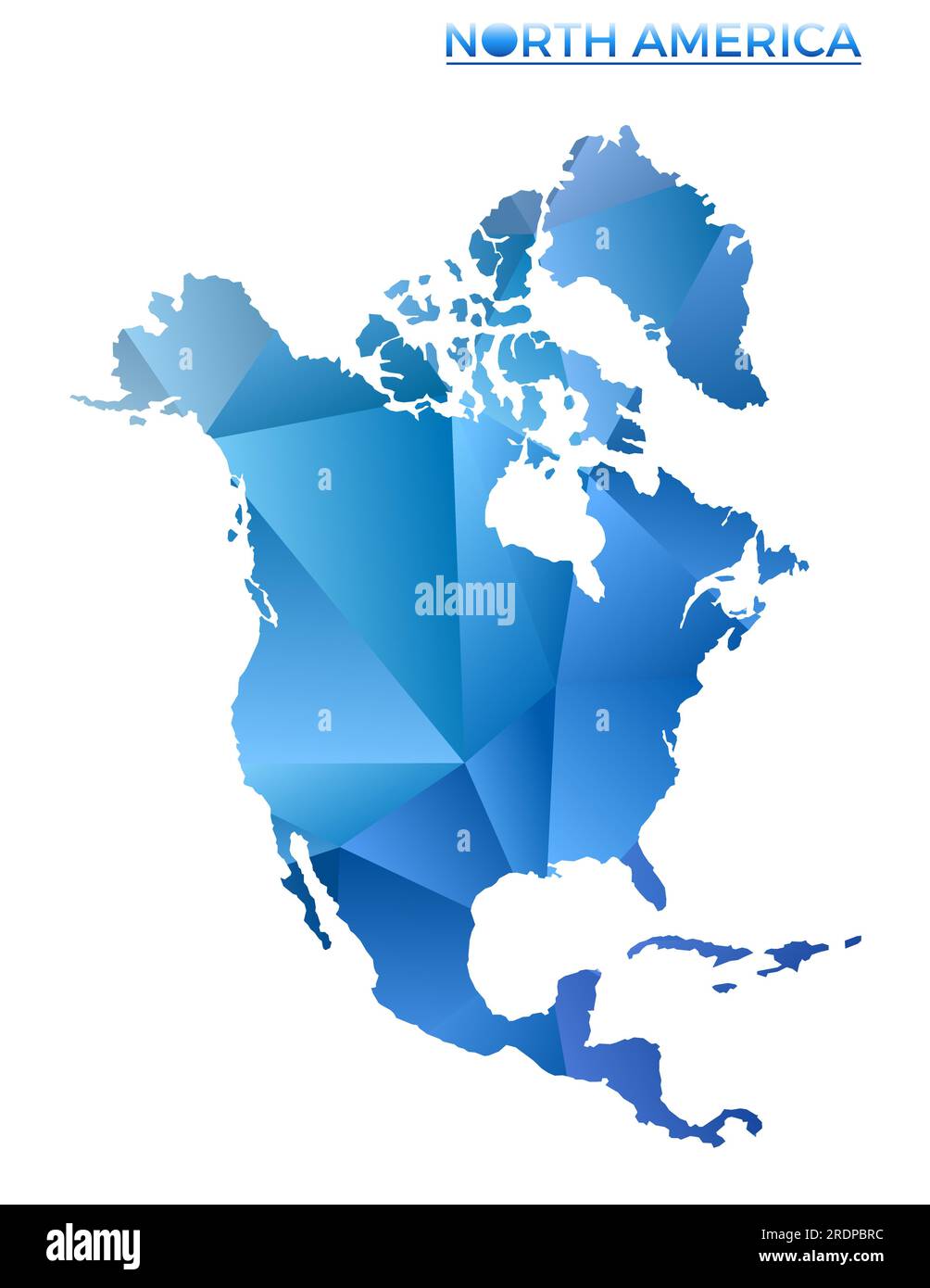 Vector polygonal North America map. Vibrant geometric continent in low ...