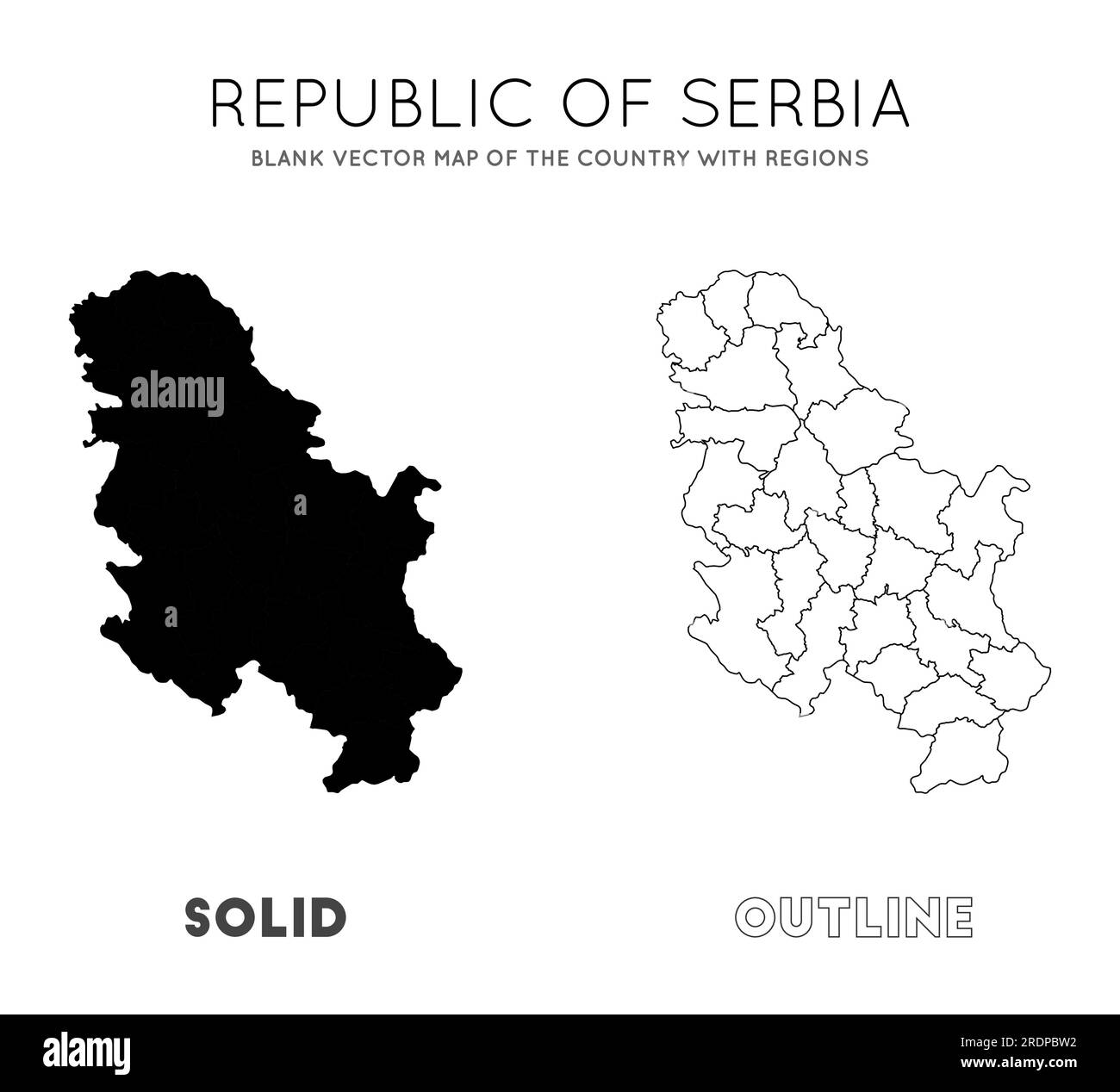 Serbia map. Blank vector map of the country with regions. Borders of ...