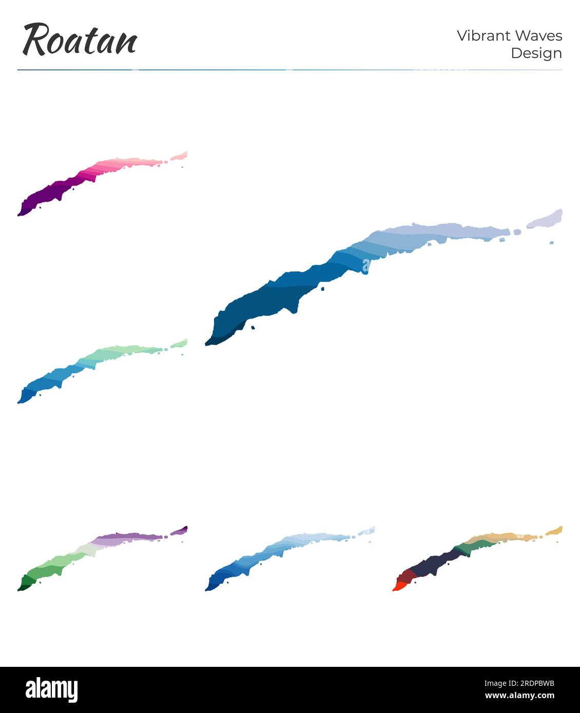 Set of vector maps of Roatan. Vibrant waves design. Bright map of ...