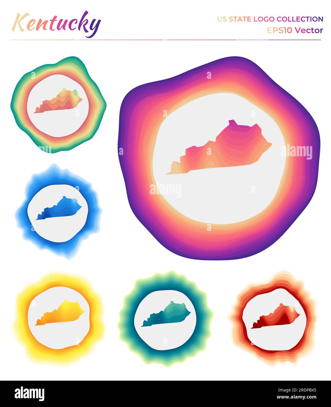 Kentucky logo collection. Colorful badge of the US state. Layers around ...