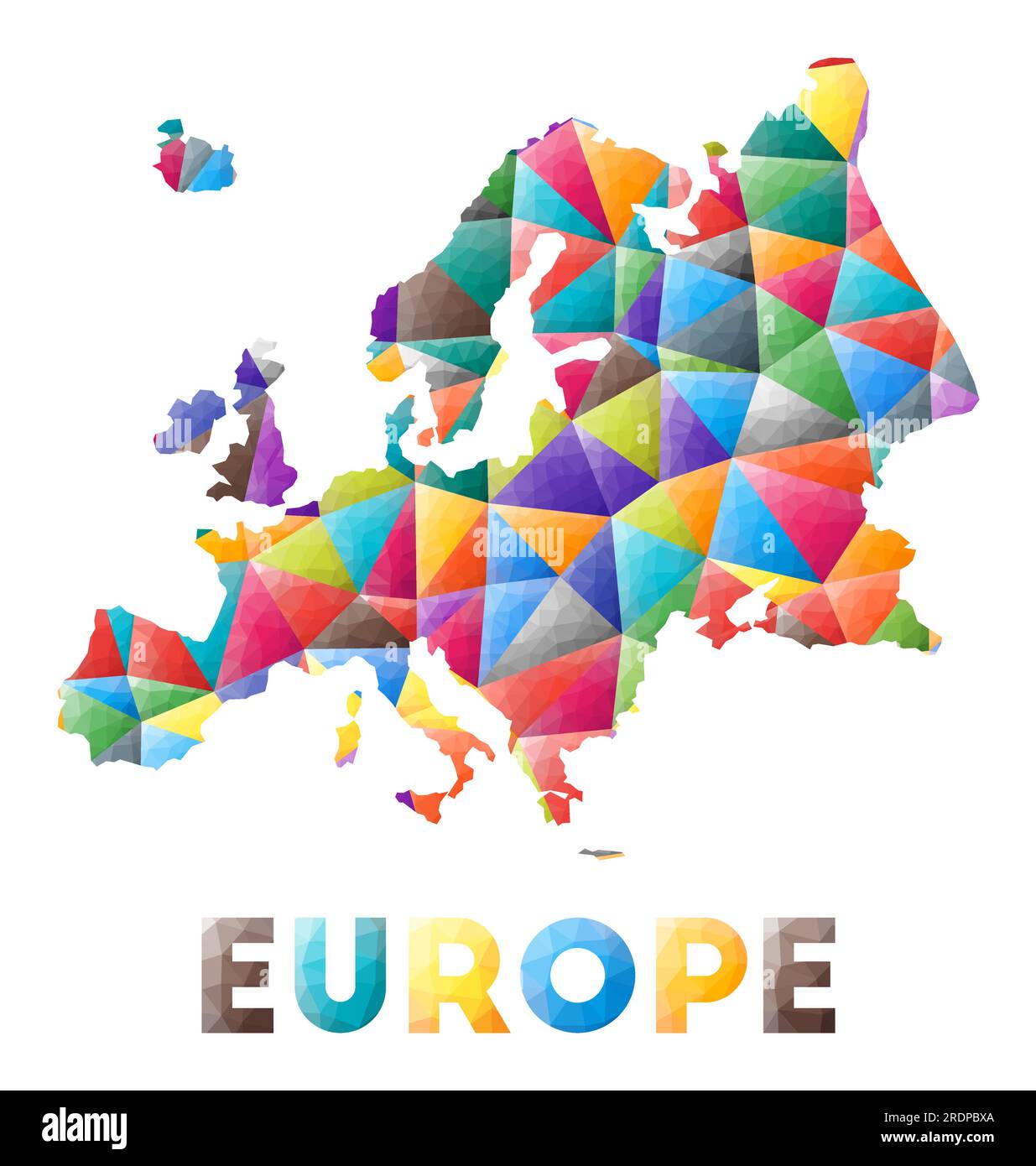 Europe - colorful low poly continent shape. Multicolor geometric ...