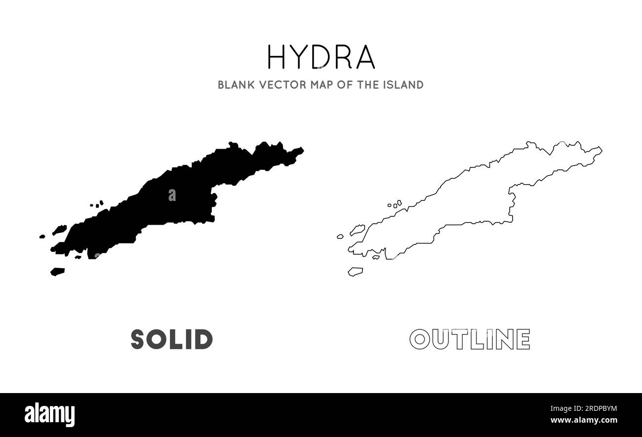 Hydra map. Blank vector map of the island. Borders of Hydra for your ...