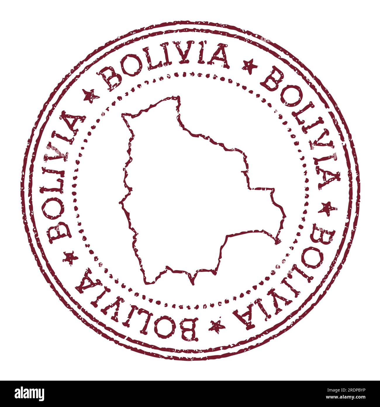 Bolivia round rubber stamp with country map. Vintage red passport stamp ...