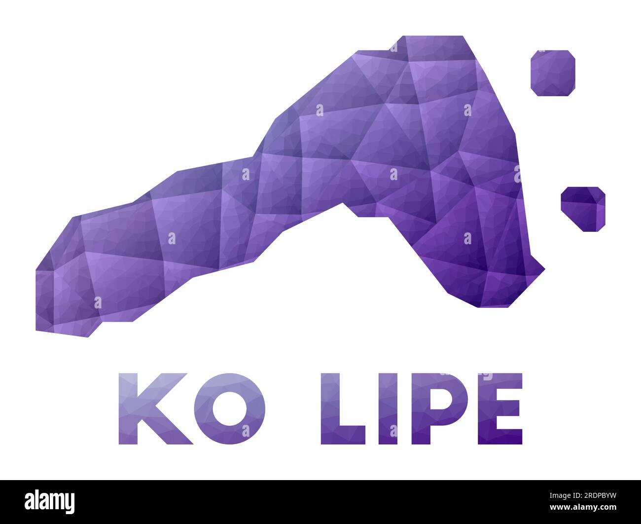Map of Ko Lipe. Low poly illustration of the island. Purple geometric ...