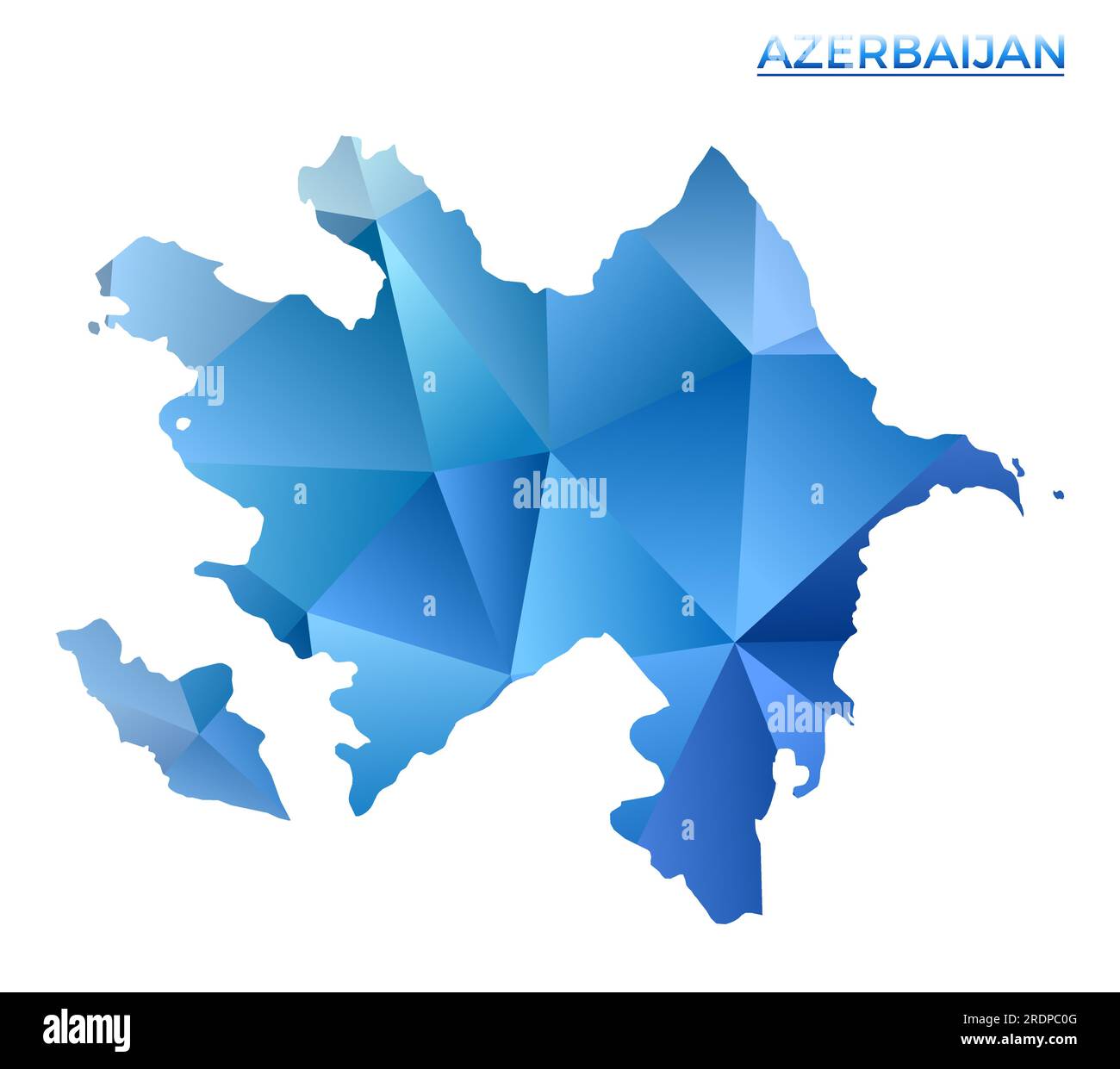 Vector polygonal Azerbaijan map. Vibrant geometric country in low poly style. Powerful ...