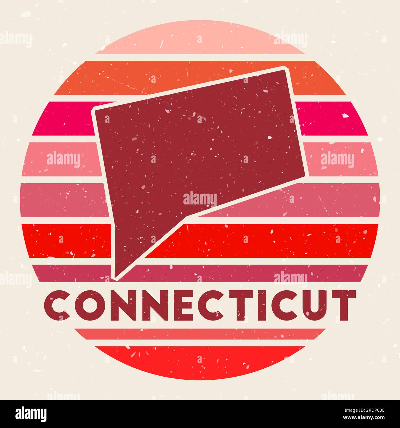 Connecticut logo. Sign with the map of US state and colored stripes ...