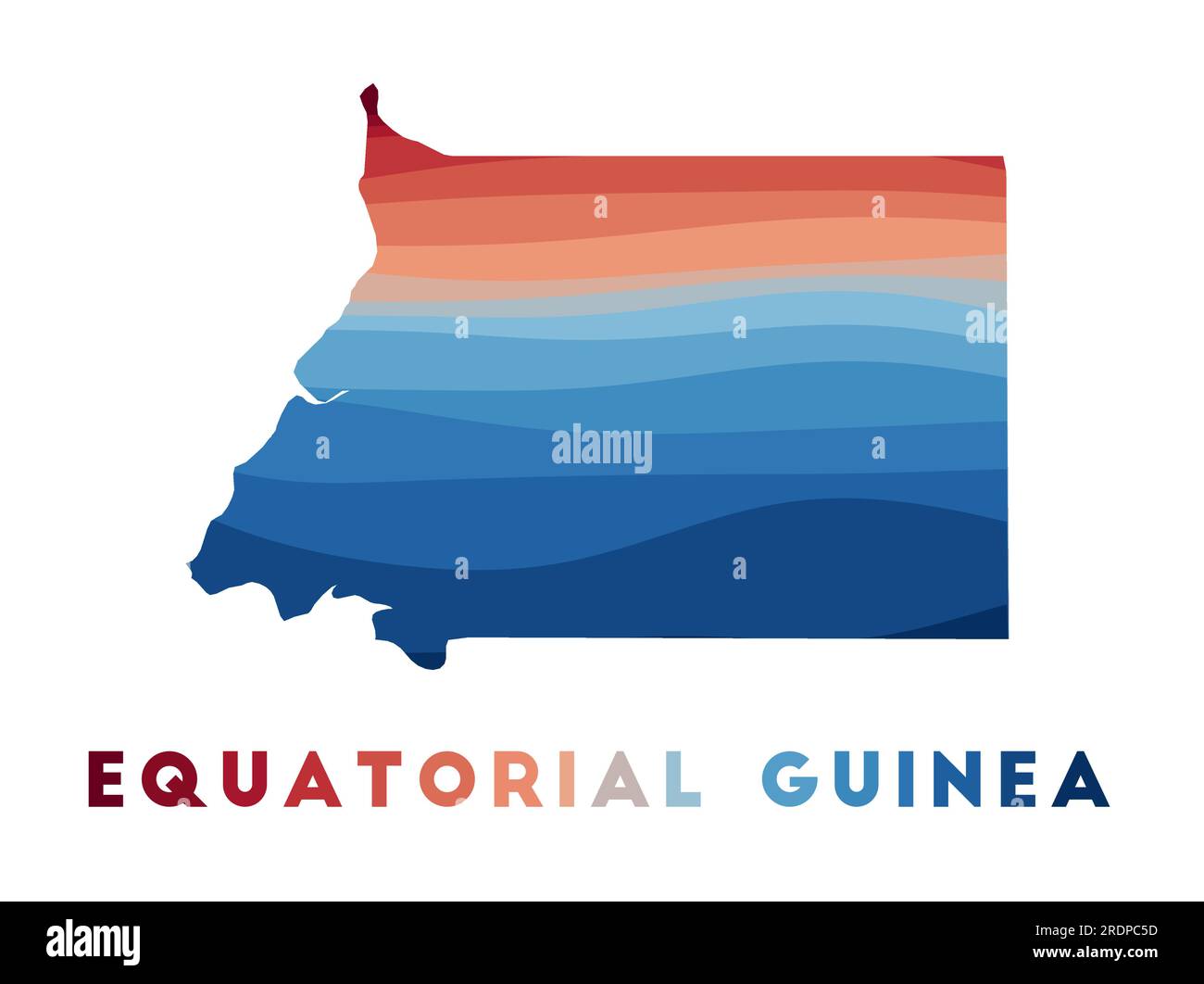 Equatorial Guinea map. Map of the country with beautiful geometric waves in red and blue colors ...