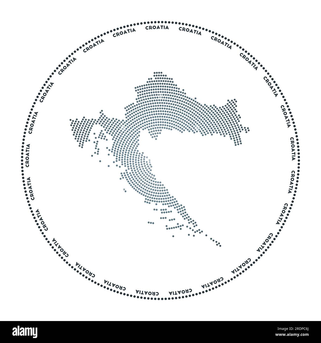 Croatia round logo. Digital style shape of Croatia in dotted circle ...