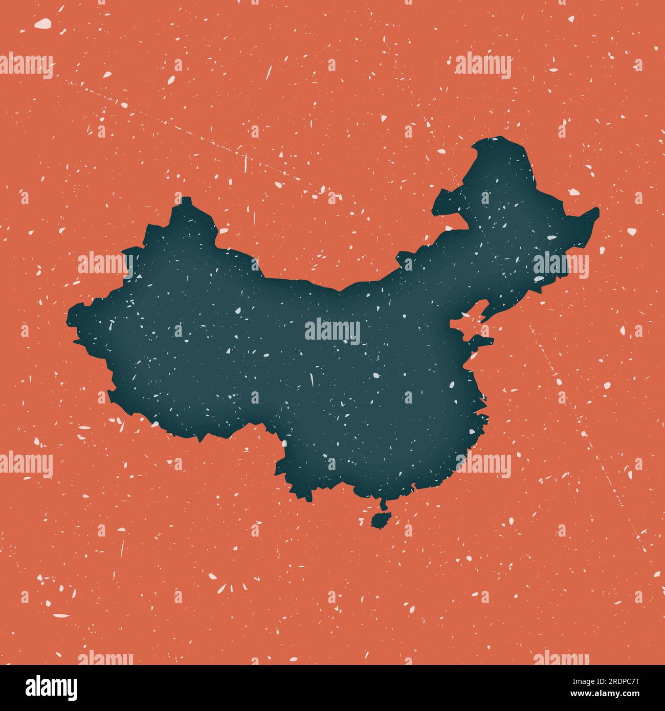 China vintage map. Grunge map of the country with distressed texture ...