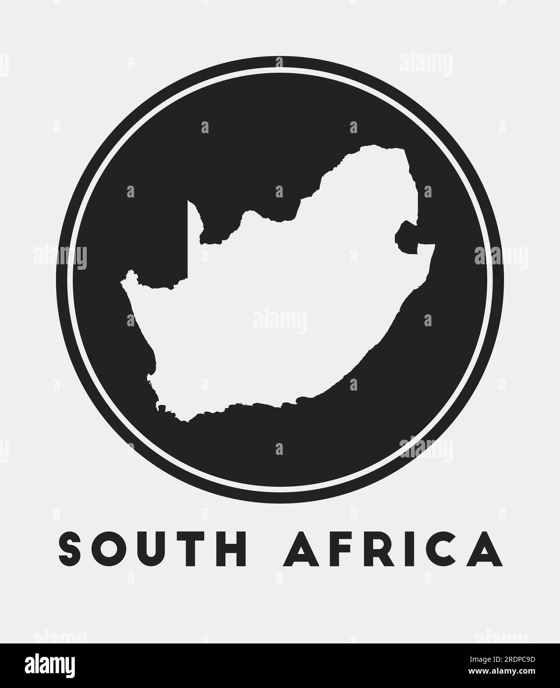 South Africa icon. Round logo with country map and title. Stylish South ...