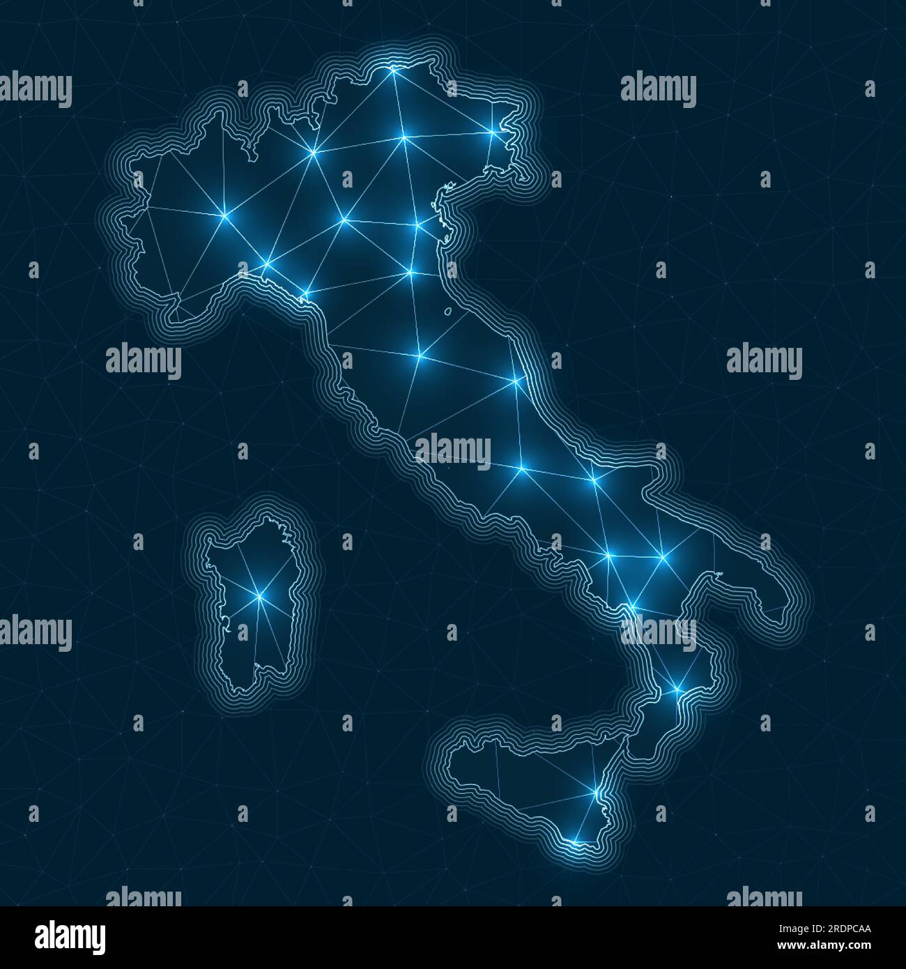 Italy network map. Abstract geometric map of the country. Digital ...