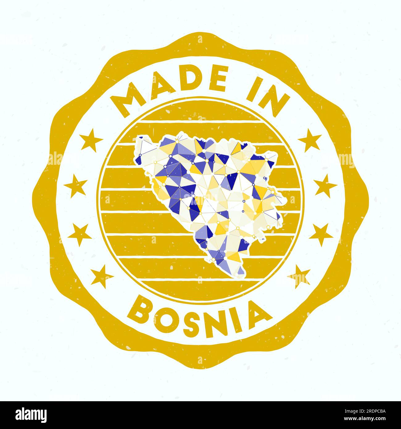 Made in Bosnia. Country round stamp. Seal of Bosnia with border shape ...