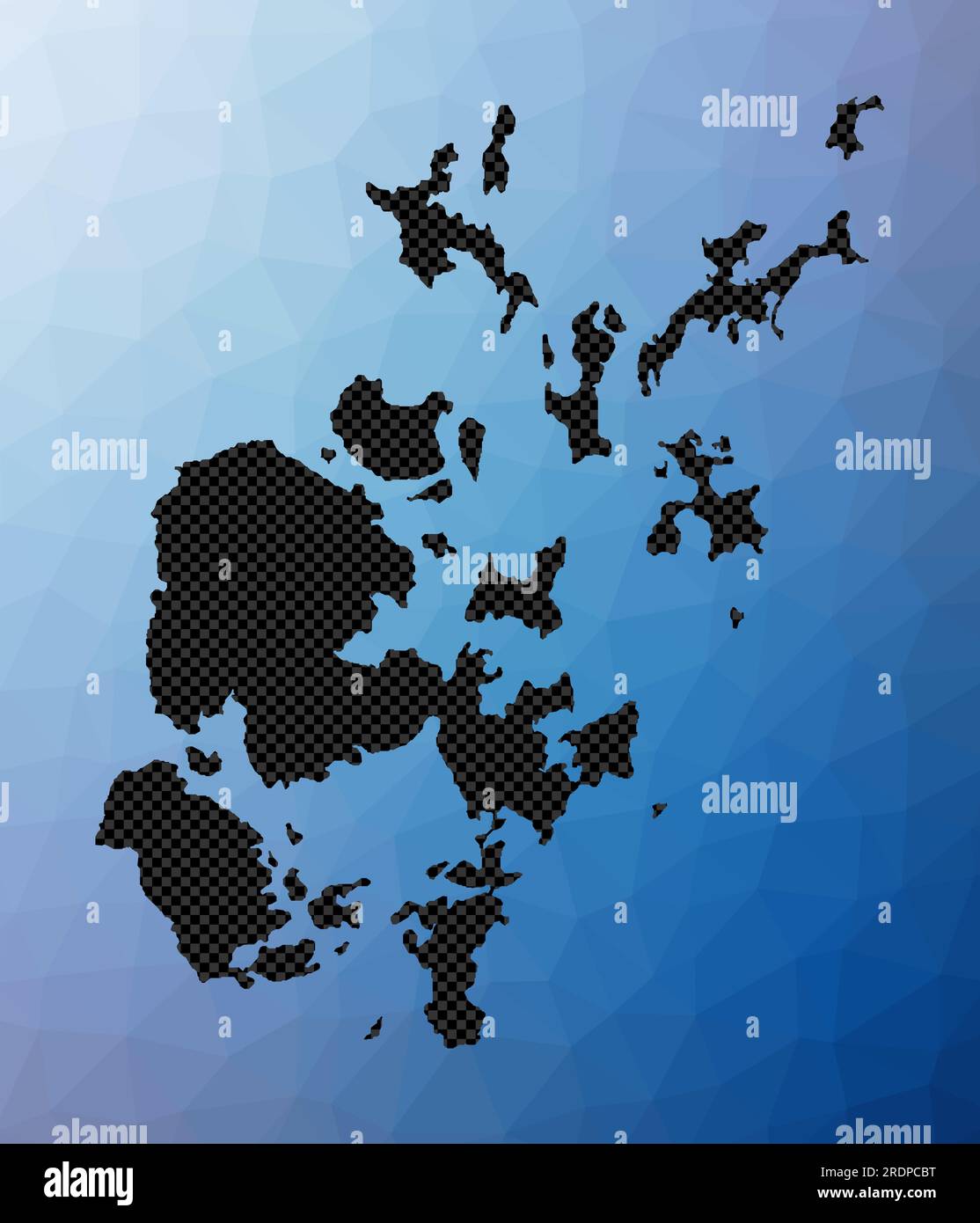 Orkney Islands geometric map. Stencil shape of Orkney Islands in low ...