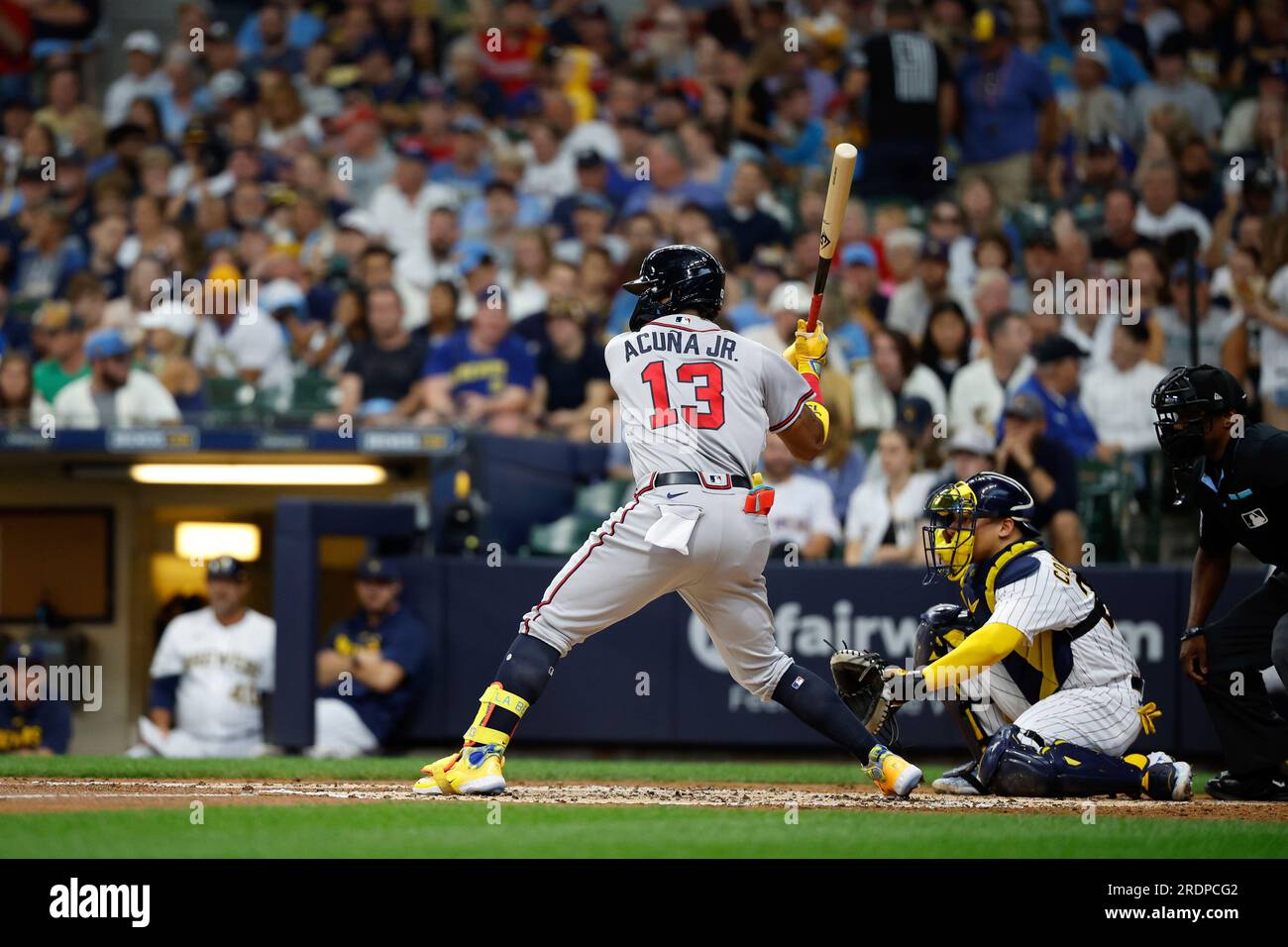 July 22, 2023: Atlanta Braves right fielder Ronald Acuna Jr. (13) gets ...