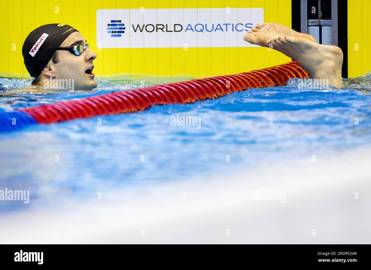 FUKUOKA - Arno Kamminga after the 100 breaststroke during the World ...