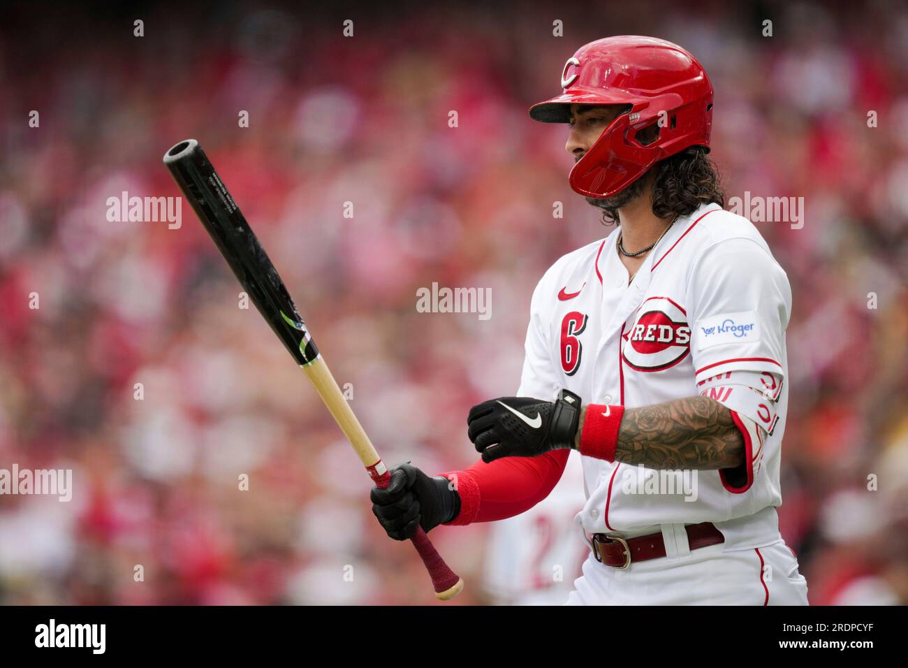 Cincinnati Reds' Jonathan India prepares to bat during a baseball game ...