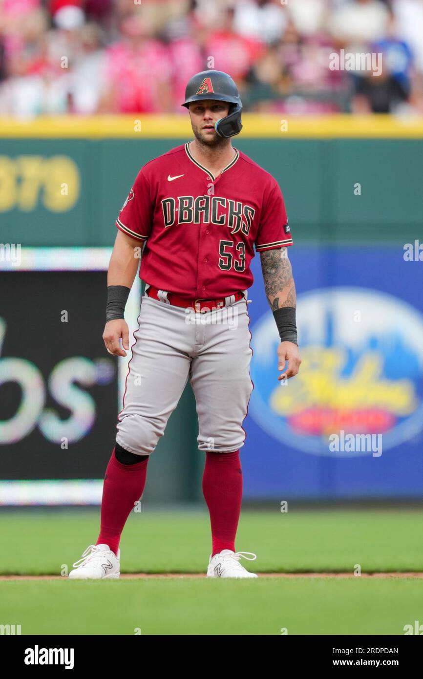 Arizona Diamondbacks' Christian Walker takes his lead from second base ...