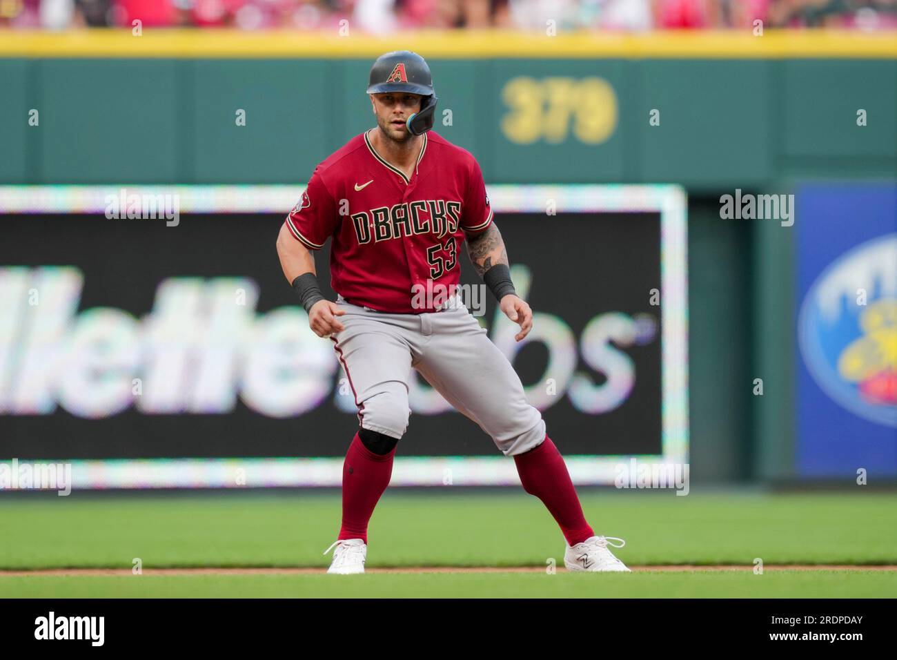 Arizona Diamondbacks' Christian Walker takes his lead from second base ...