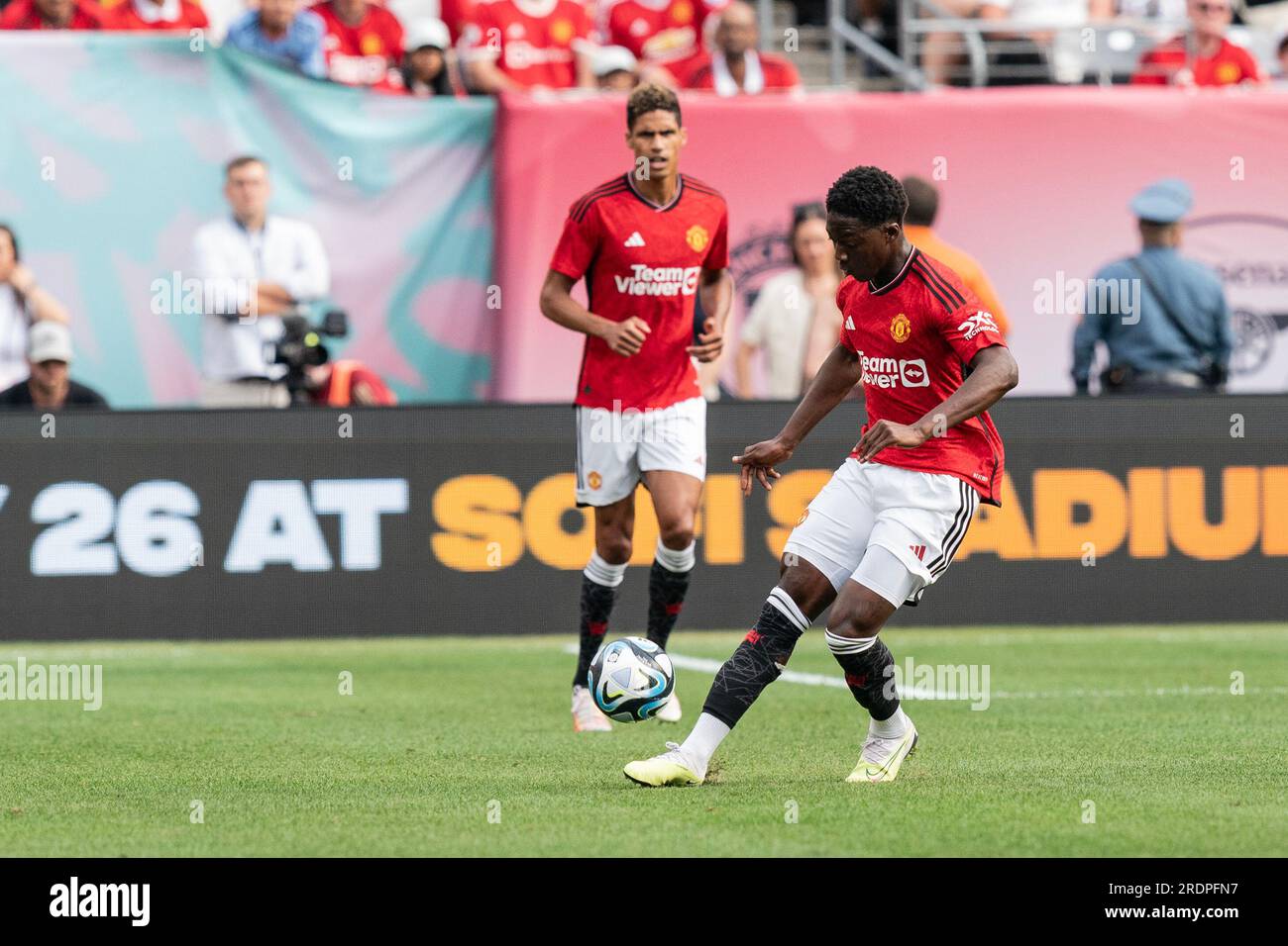 Kobbie Mainoo (37) of Manchester United controls ball during friendly ...