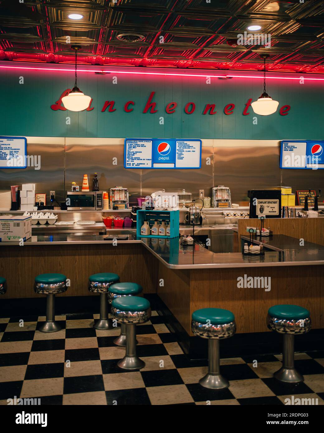 The interior Burleighs Luncheonette vintage diner, Ticonderoga, New ...