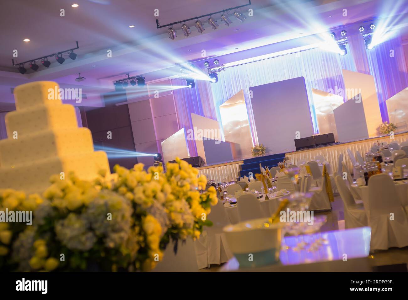 decoration atmosphere Light and sound in the wedding celebration party ...