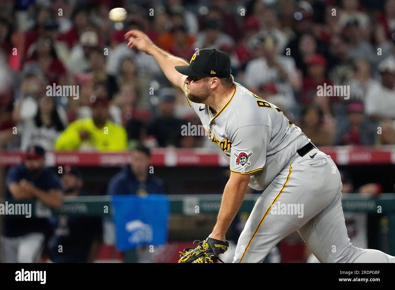Pittsburgh Pirates relief pitcher David Bednar throws to the plate ...