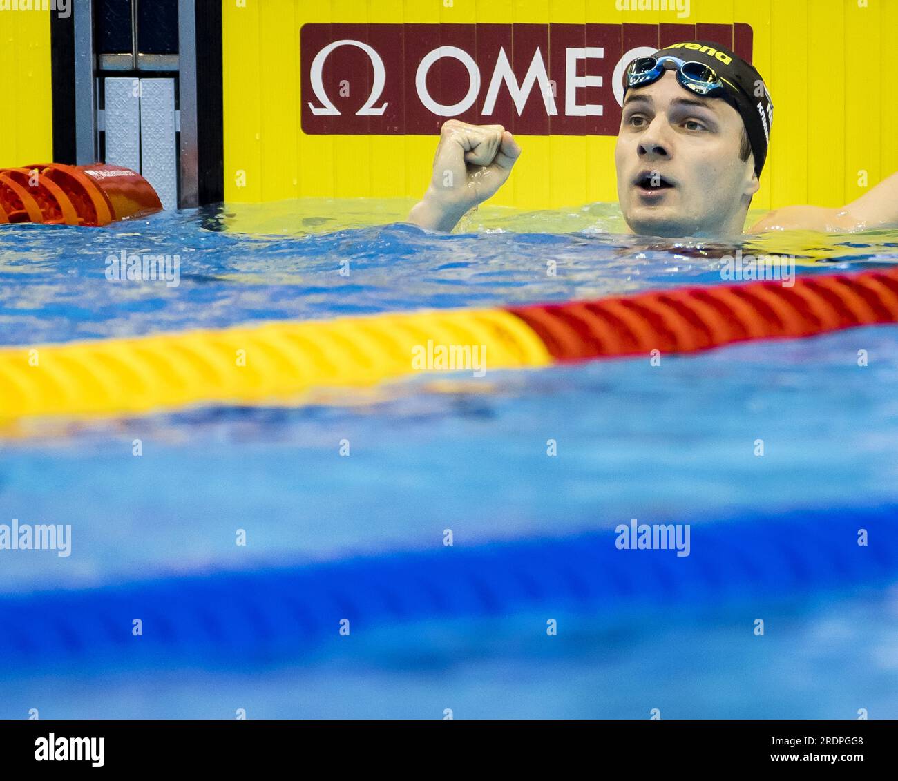 FUKUOKA - Arno Kamminga after the 100 breaststroke during the World ...