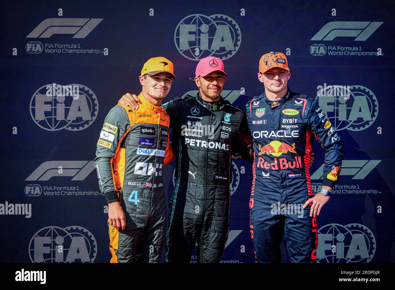 Budapest, Hungary. 22nd July, 2023. (From L) McLaren F1 Teamís British driver Lando Norris ...