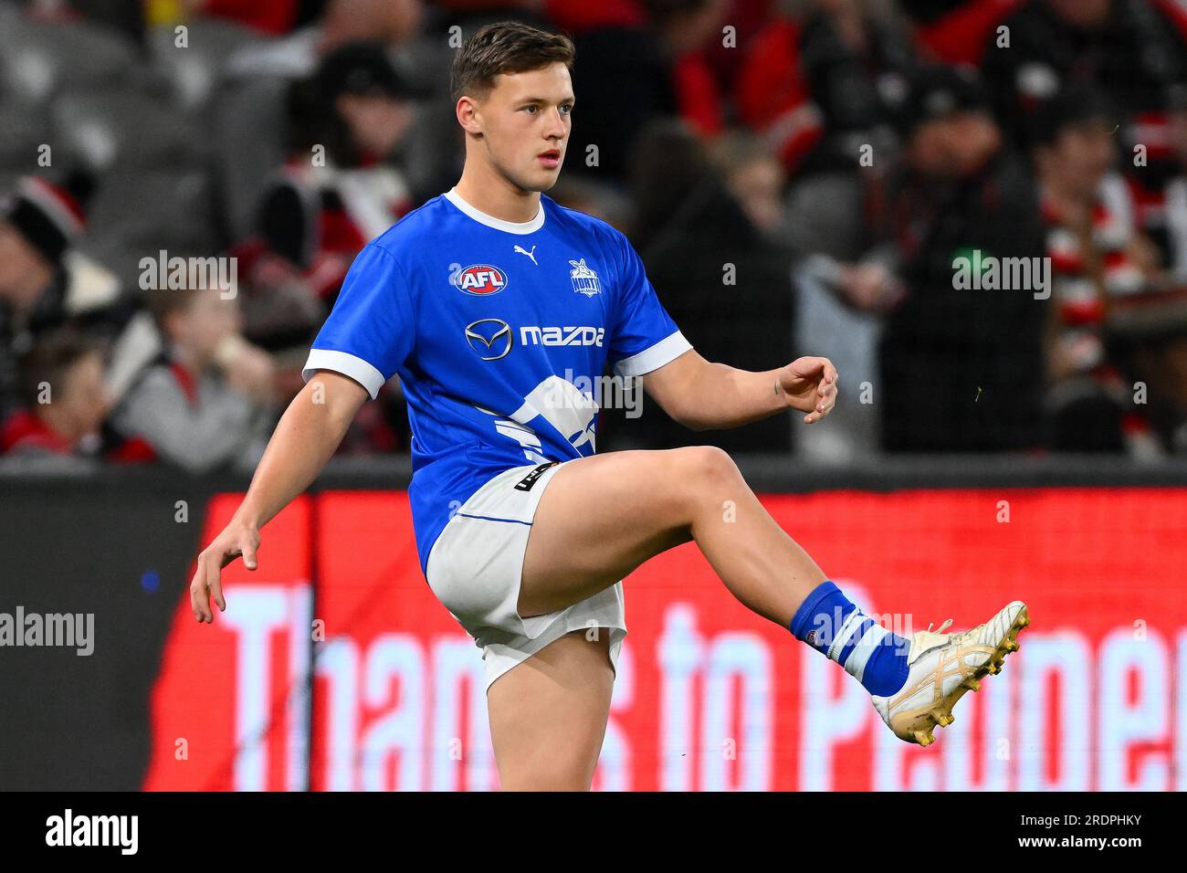 Melbourne, Australia. 23rd July, 2023. Cooper Harvey of the Kangaroos ...