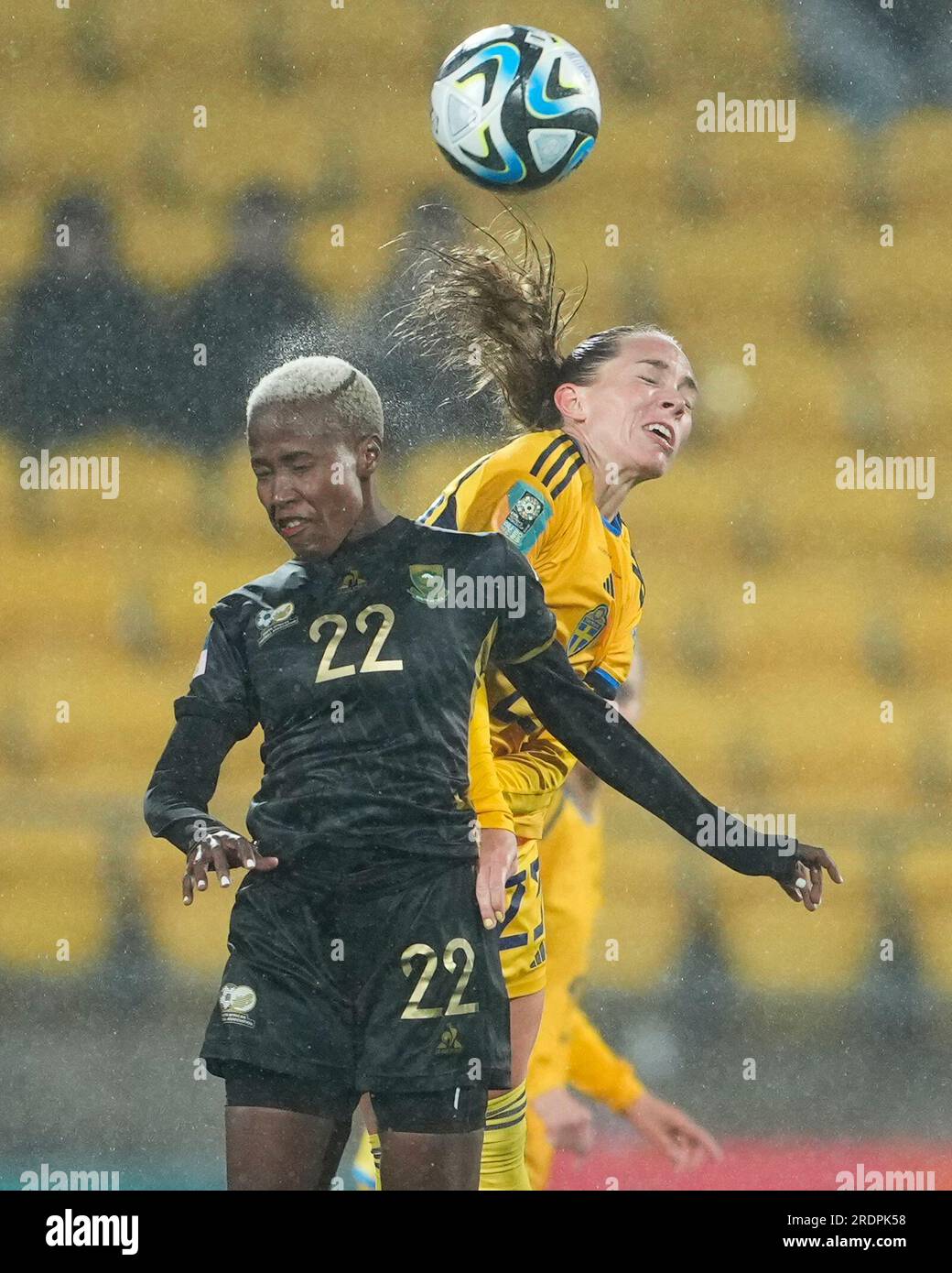 South Africa's Mapula Kgoale, left, and Sweden's Elin Rubensson compete ...