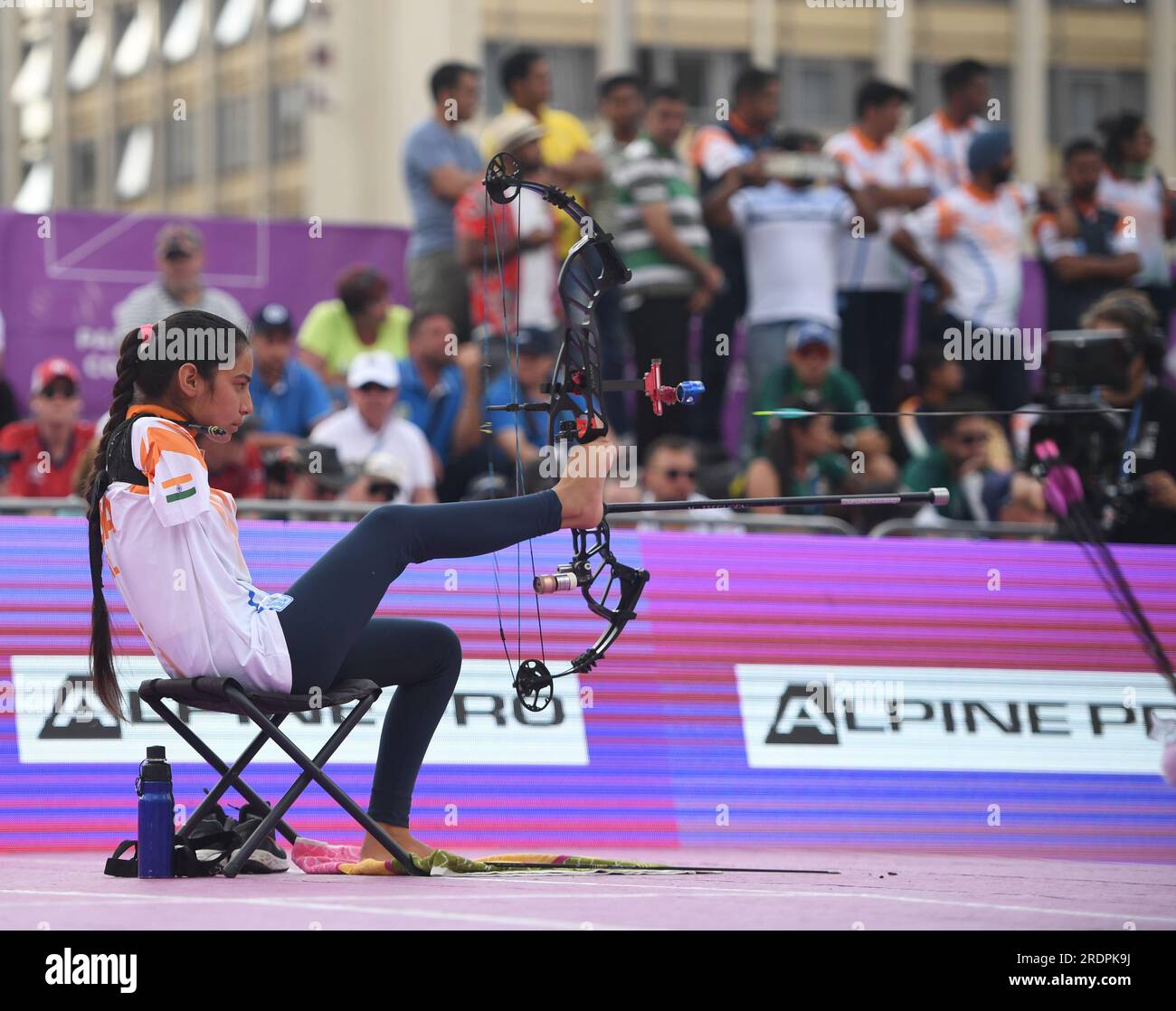 Pilsen, Czech Republic. 22nd July, 2023. Sheetal Devi of India competes ...