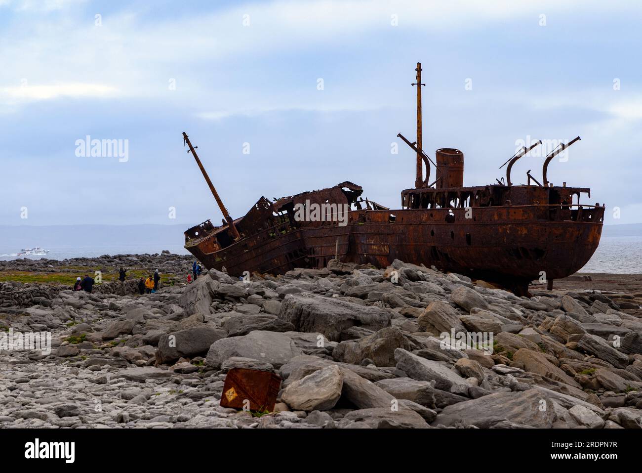 The rusty shipwreck of MV Plassey on Finnis Rock, Inis Oirr or Inisheer ...