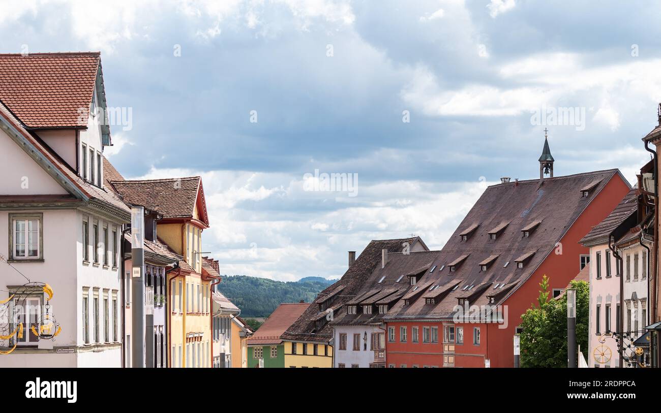 Rottweil, Germany. 22nd July, 2023. Roofs with dormers in the historic ...