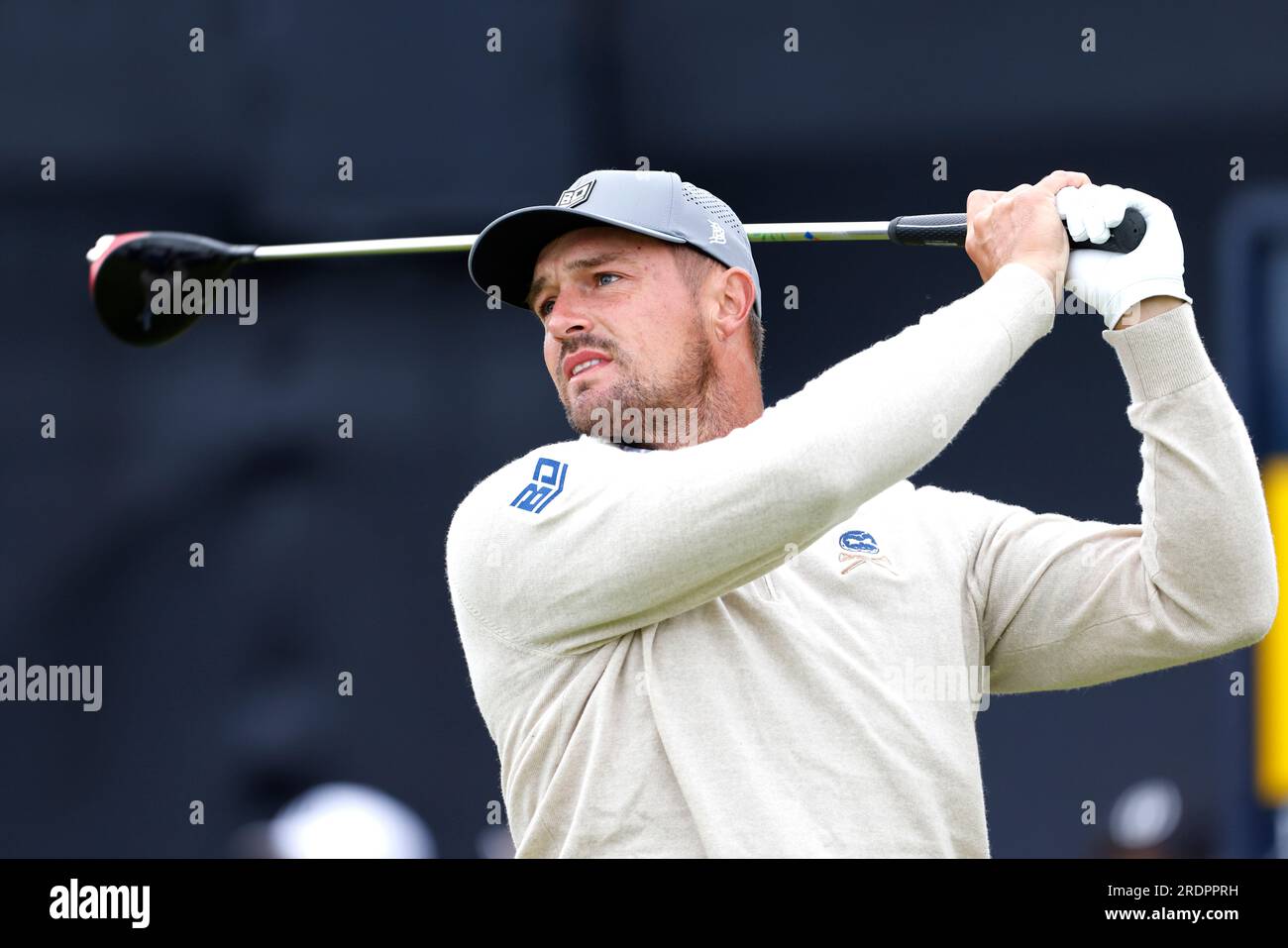 USA's Bryson DeChambeau tees off the 3rd during day four of The Open at ...