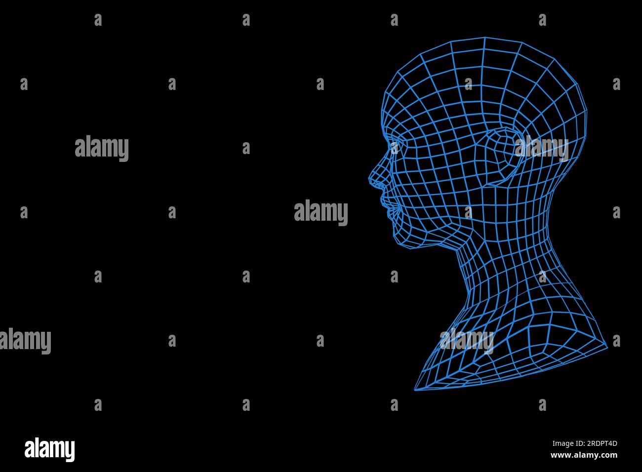 Three dimensional mesh image of a woman face side view Stock Photo - Alamy
