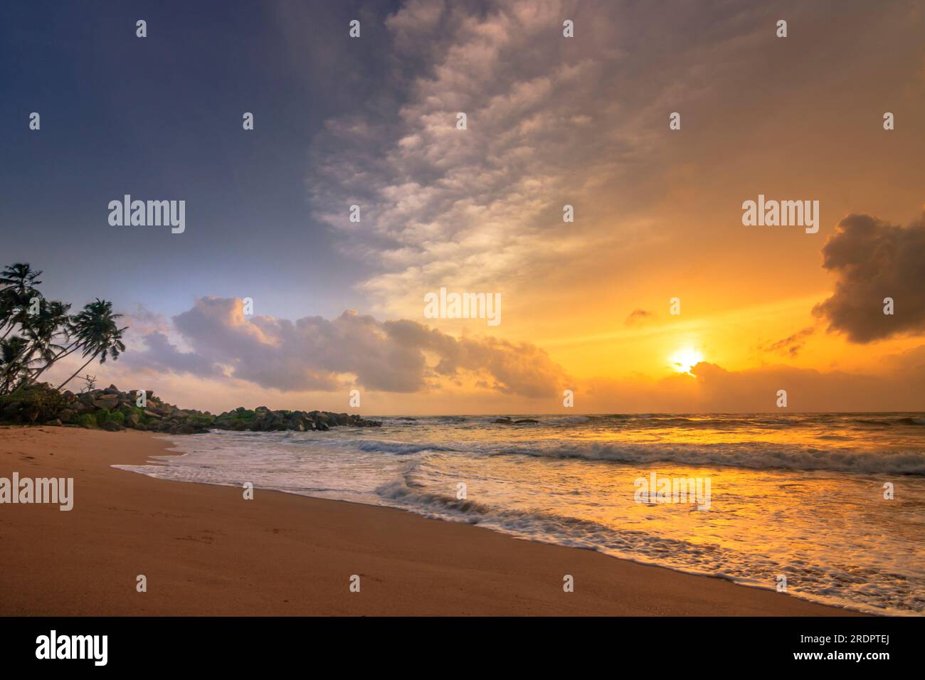Sri Lanka on the beach. beautiful photo of the sea at sunset with lots ...