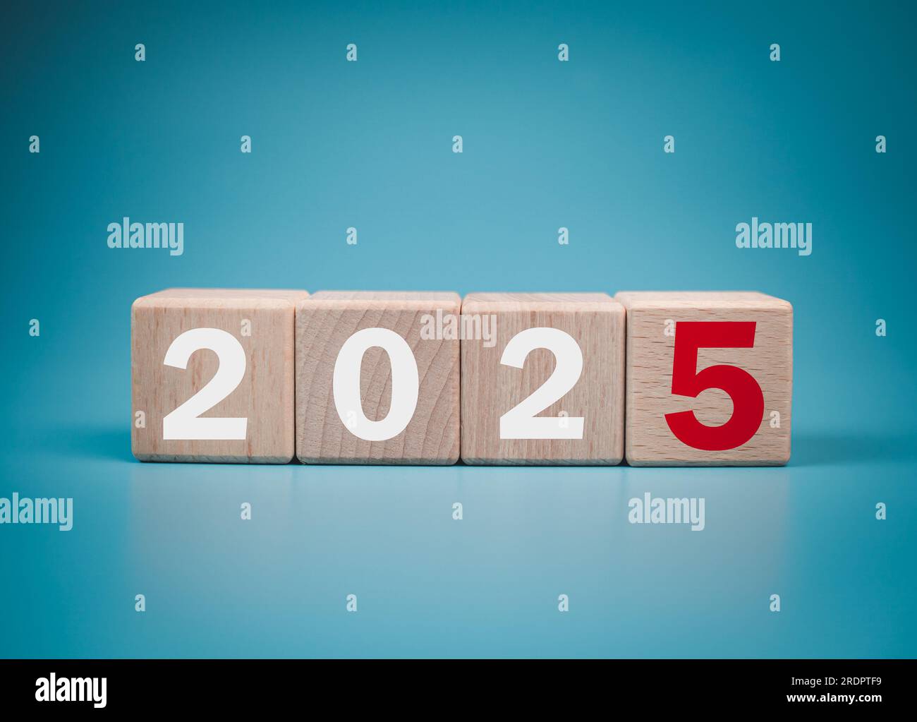 Wooden blocks lined up with the letters 2025. Represents the goal ...