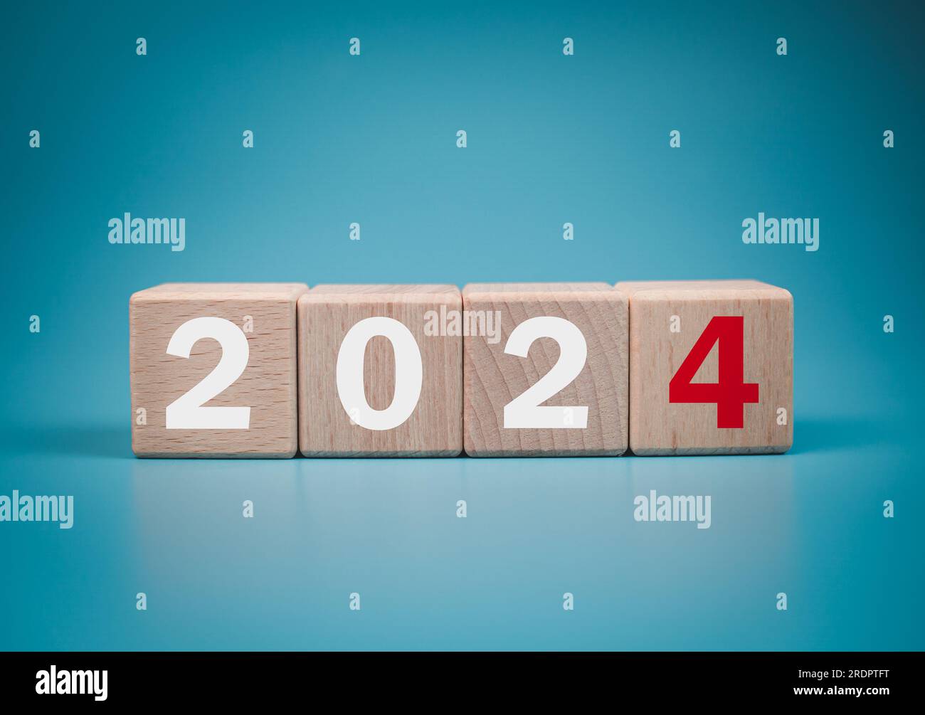 Wooden blocks lined up with the letters 2024. Represents the goal ...