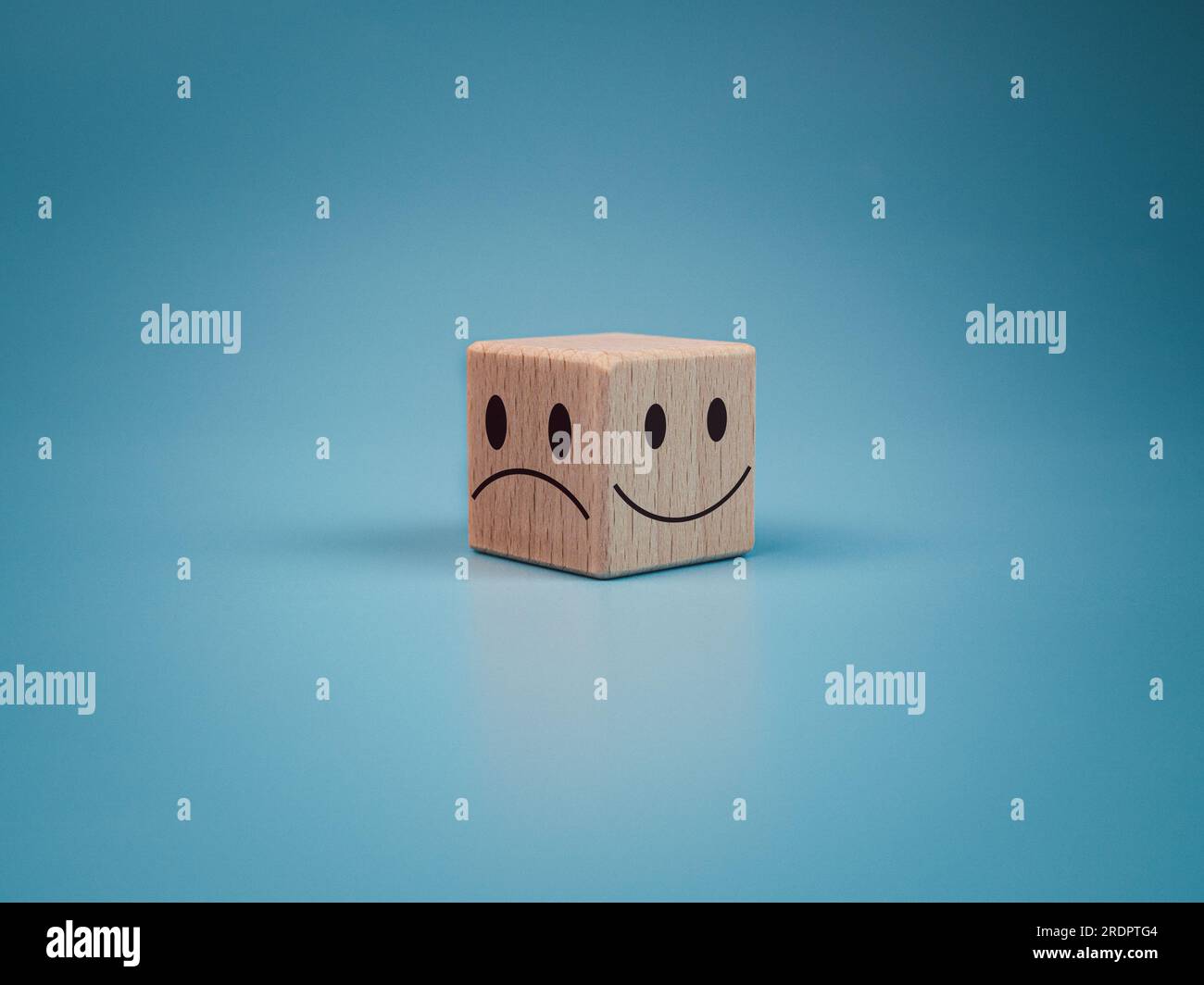 Mental health and emotional state concept, Smile face and sad face on ...