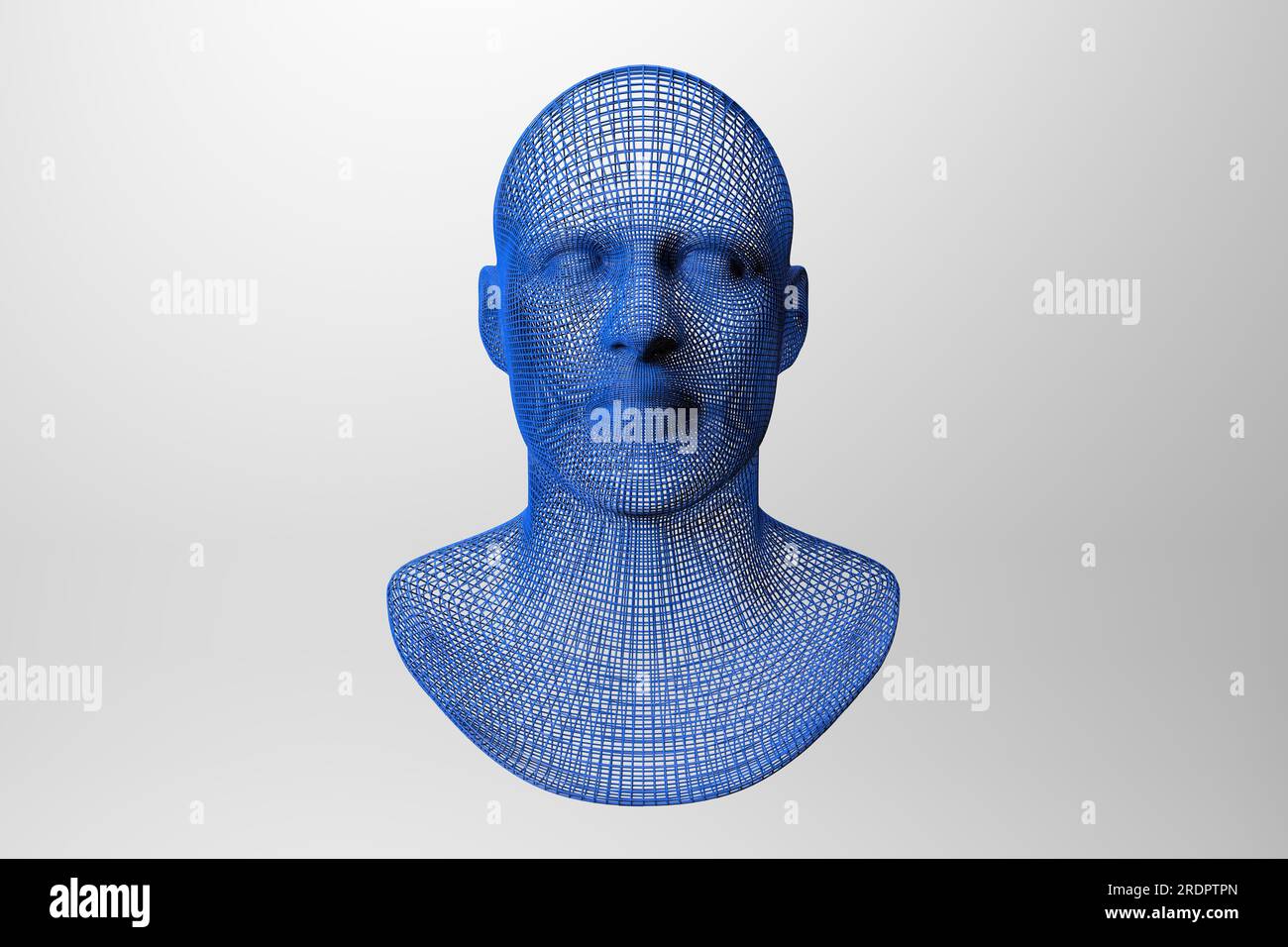 Three dimensional mesh image of a man face front view Stock Photo - Alamy