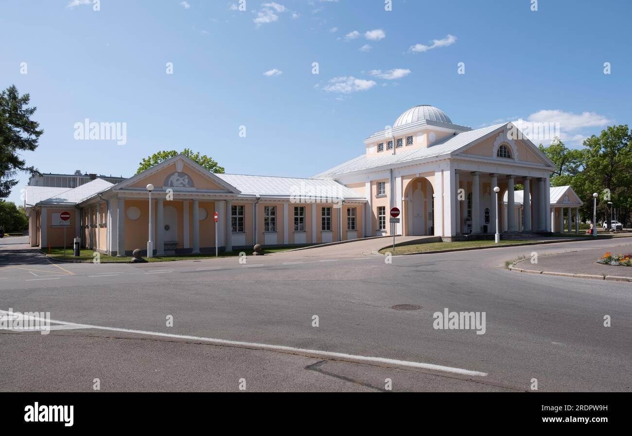 Neoclassical building of the Pärnu Mud Baths, a hotel known for its mud ...