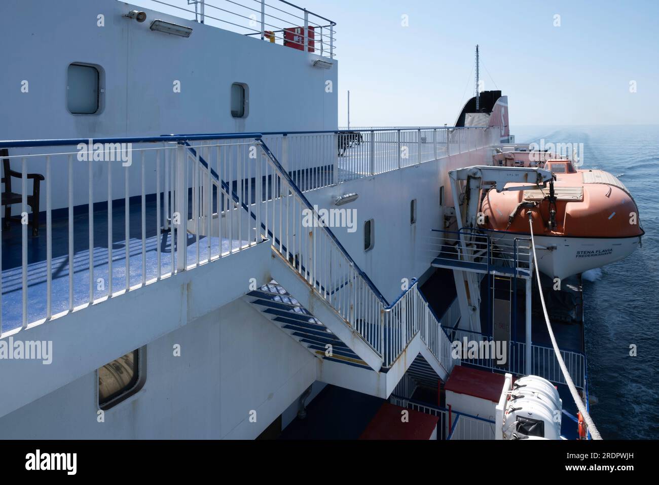 Lifeboat alongside the Stena Line ferry boat Stena Flavia between ...