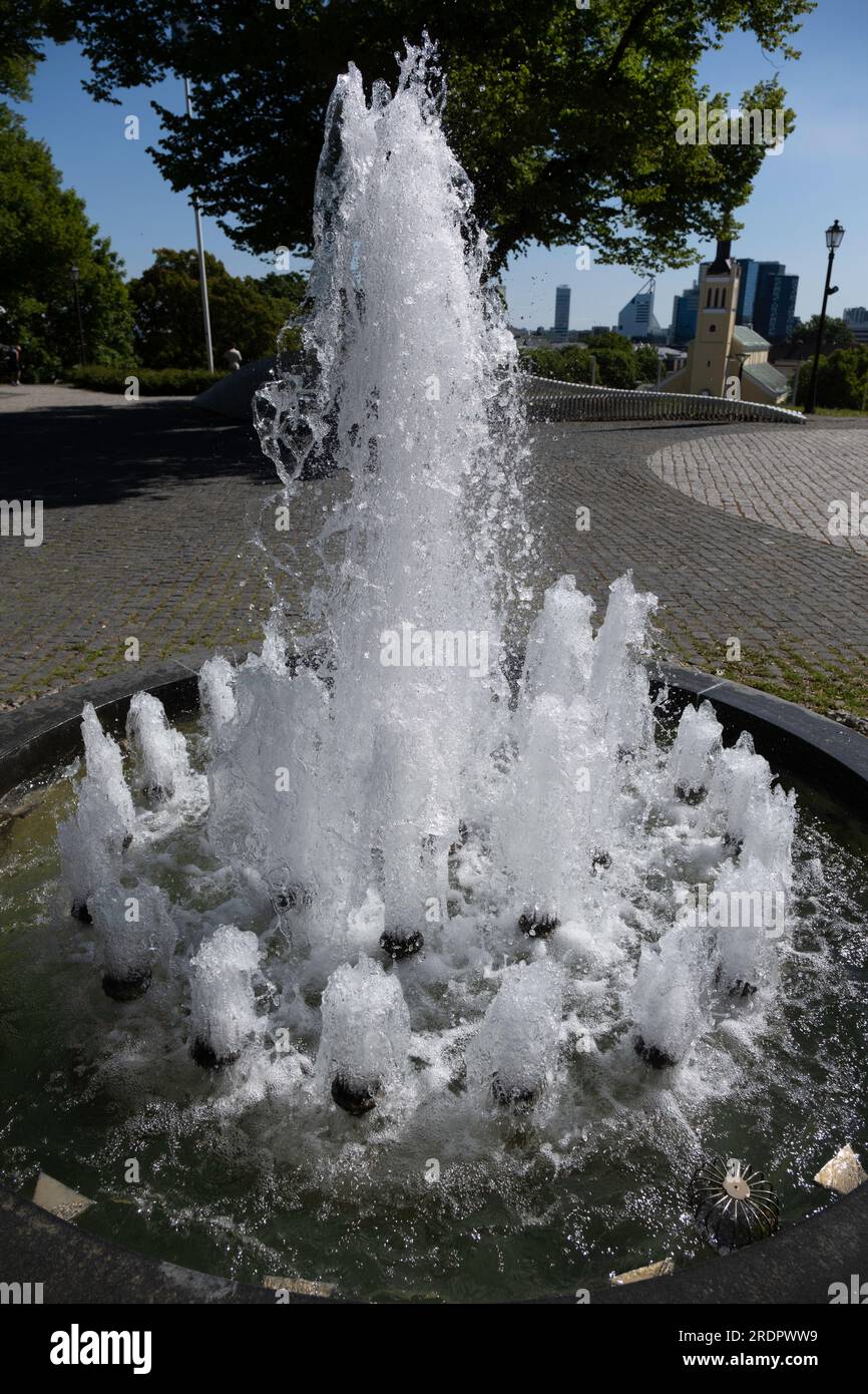 Fountain on the hill Harju, the historic site of Tallinn, Estonia, near ...