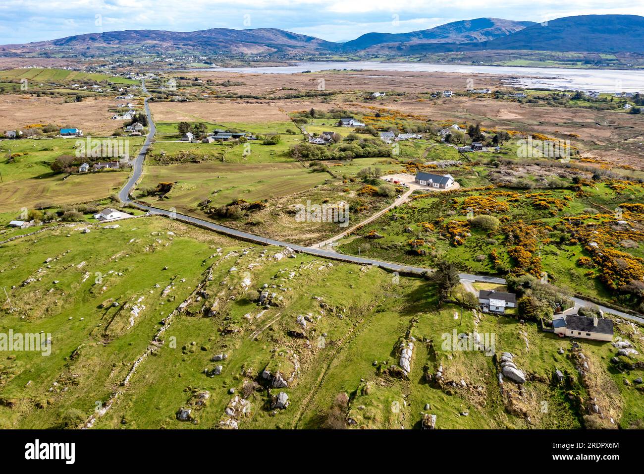 Aerial view of the Sandfield area between Ardara and Portnoo in Donegal ...