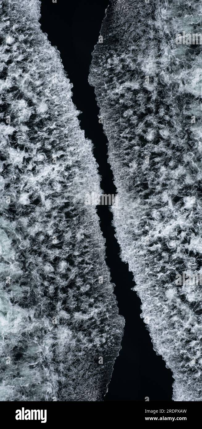 Narrow corridor between two bodies of water. Separation of water mass ...