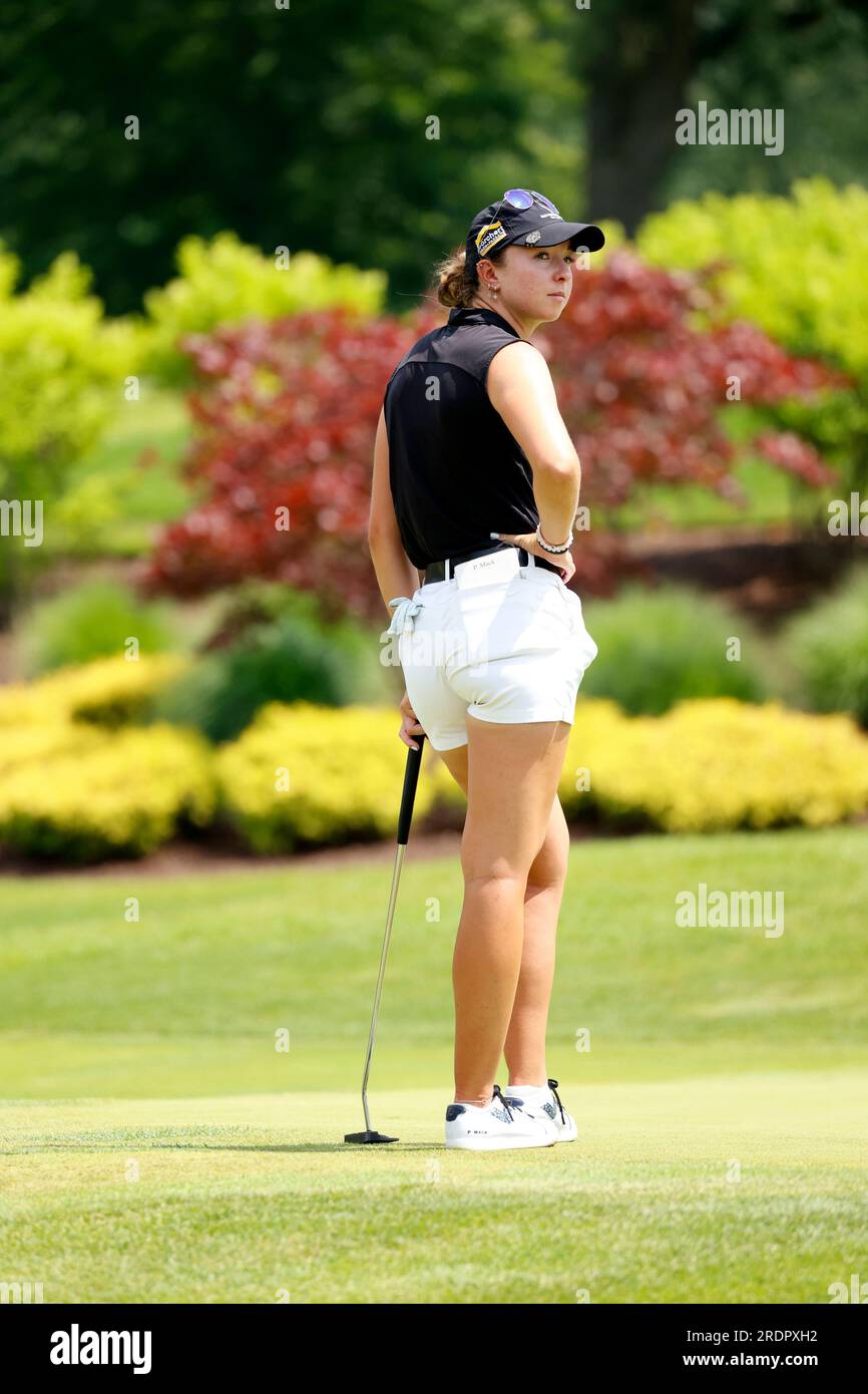 MIDLAND, MI - JULY 22: LPGA golfer Polly Mack putts on the 7th hole on July 22, 2023, during the ...