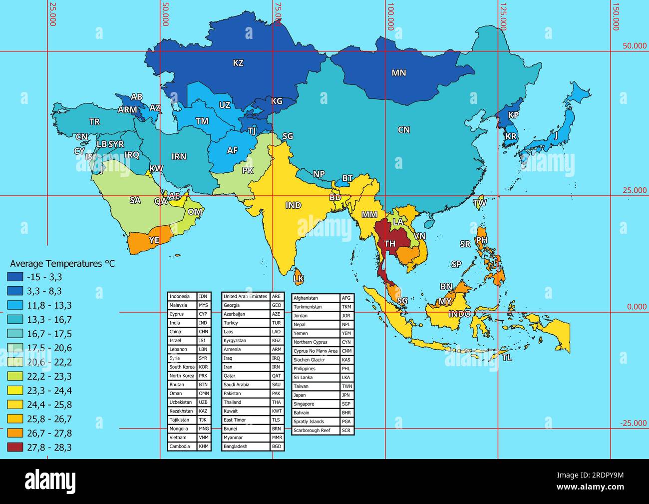 Asia map of average annual temperatures Stock Photo - Alamy Asia map of average annual temperatures Stock Photo - Alamy