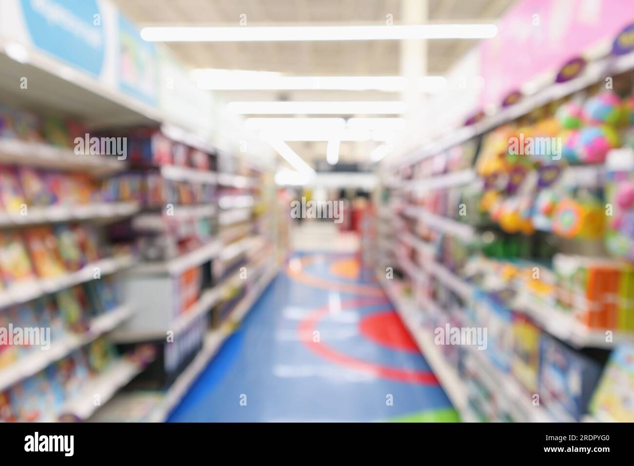 Abstract blur supermarket aisle background Stock Photo - Alamy